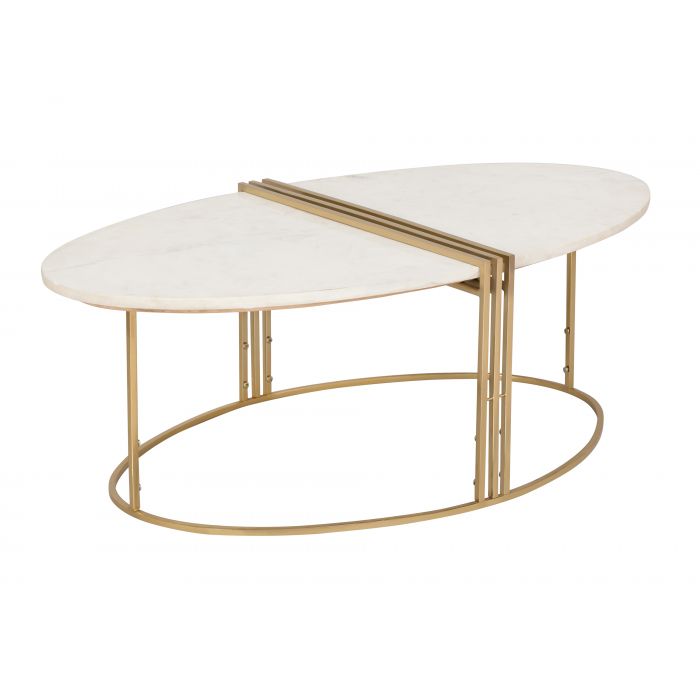 Caleb Oval White Marble Cocktail Table – unopunto62